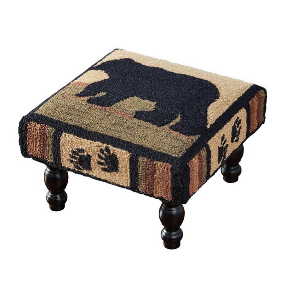 Adirondack Bear Hand-Hooked Stool | Ozark Cabin Décor LLC – Ozark Cabin ...