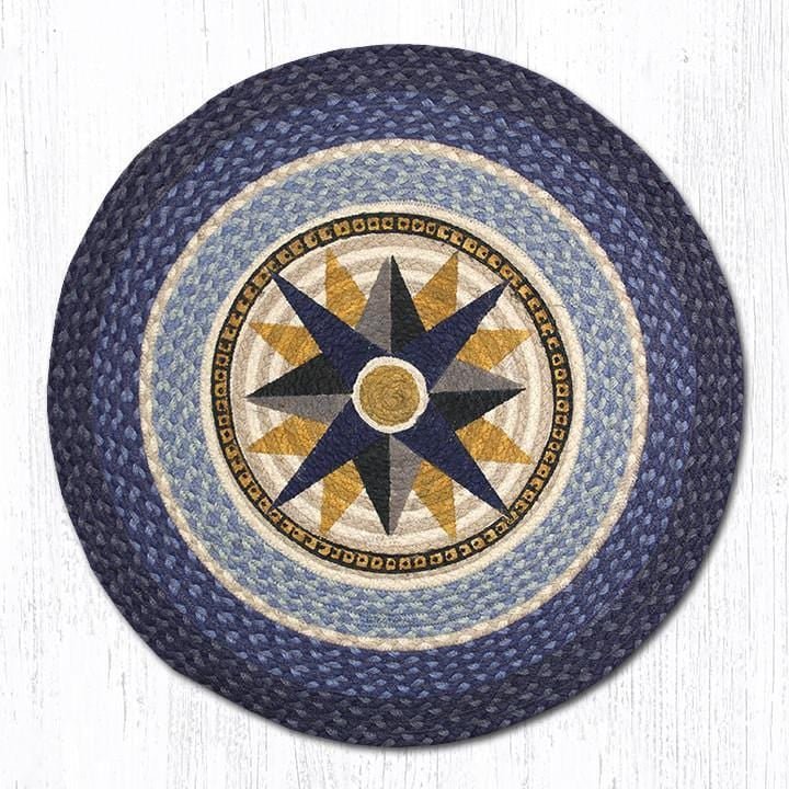 Nautical Compass 27" Braided Round Patch Rug | Ozark Cabin Décor LLC ...